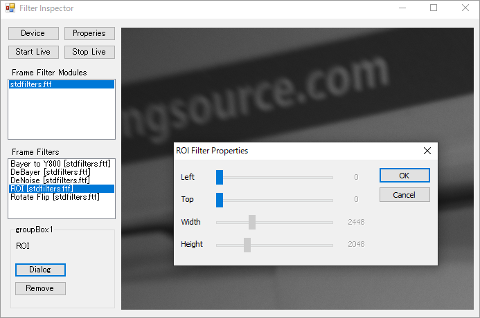 フィルターの適用｜IC Imaging Control3.5_サンプルプログラム（C#・Visual Basic）｜The Imaging Source_SDK｜株式会社アルゴ
